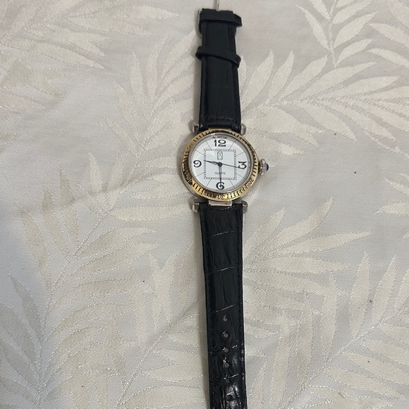 paul Sebastian | Accessories | Paul Sebastian Black Leather Strap Watch ...